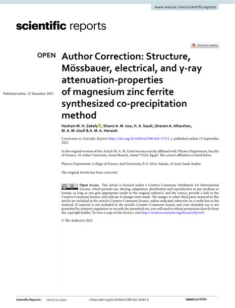 Pdf Author Correction Structure Mössbauer Electrical And γ Ray Attenuation Properties Of