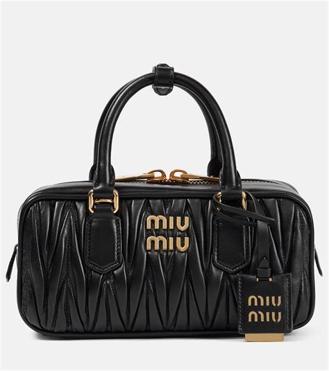 Arcadie Matelassé Leather Tote Bag In Black Miu Miu Mytheresa