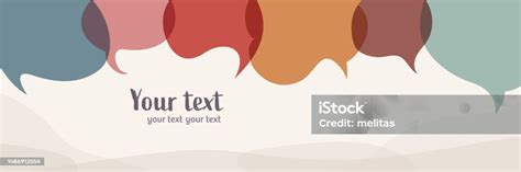 배너 색깔의 말풍선 통신 의견 소셜 네트워크 색깔 있는 구름 말하기 토론 채팅 상징은 말하고 의사 소통합니다 우정과 대화 다양한 문화 배경 주제에 대한 스톡 벡터 아트 및