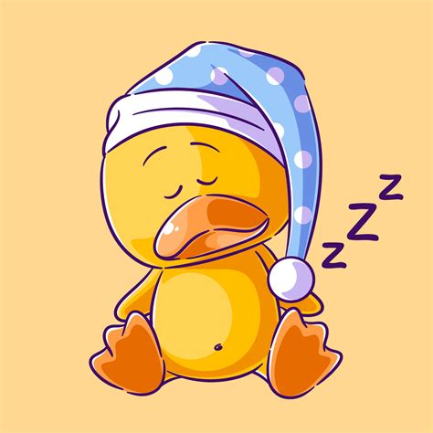 Cute Duck Sitting Wearing A Sleeping Cap 37975085 Vector Art At Vecteezy