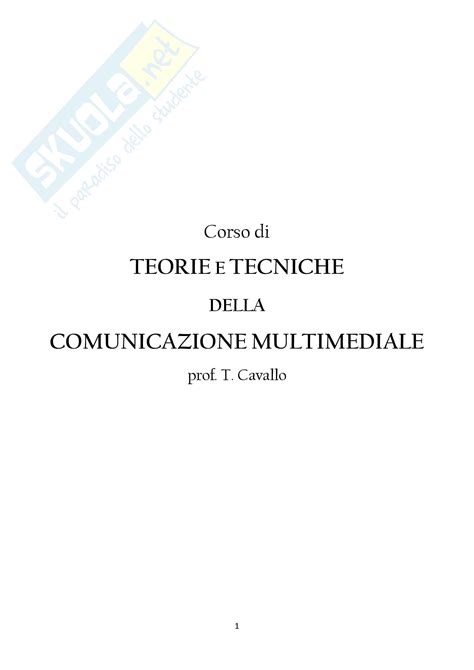 Appunti Di Teorie E Tecniche Della Comunicazione Multimediale