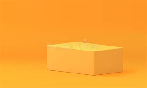Yellow 3d Podium Rectangle Display Pedestal Modern Empty Showroom