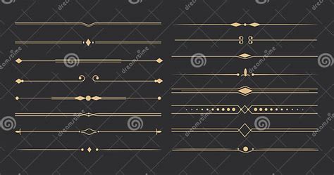 Text Devider Set Gold Line Minimal Separators Elegant Doodlle Borders Decorative Elements
