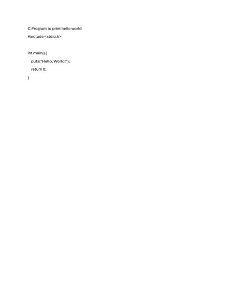 c program to print hello world pdf