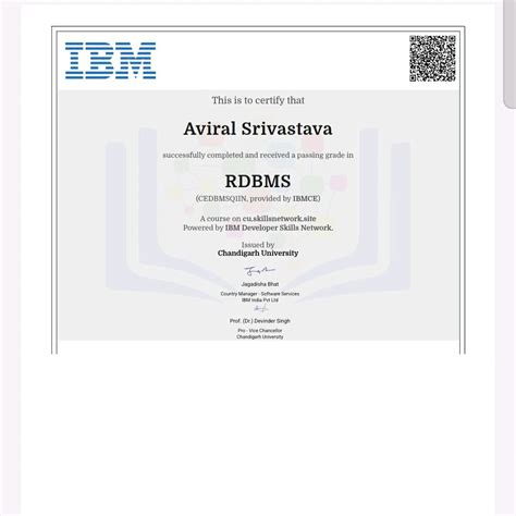 Aviral Srivastava On Linkedin My Certificate For Rdbms Ibm