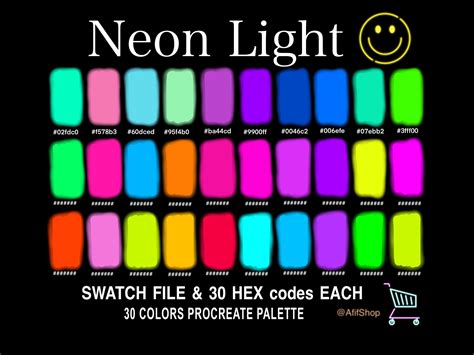Neon Light Color Color Palette Neon Bright Ipad Procreate App