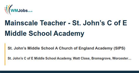 Mainscale Teacher St Johns C Of E Middle School Academy Job With St