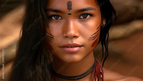 Hermosa Mujer Del Amazonas Poder Y Belleza De La Cultura Indigena Del