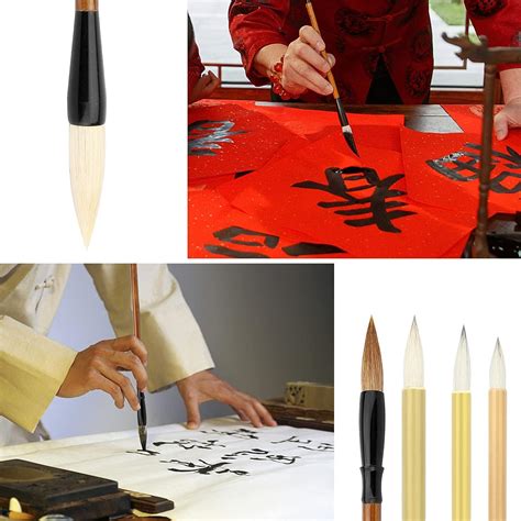 10 Piece Chinese Calligraphy Brushes Set With Bamboo Holder Sunjoyco