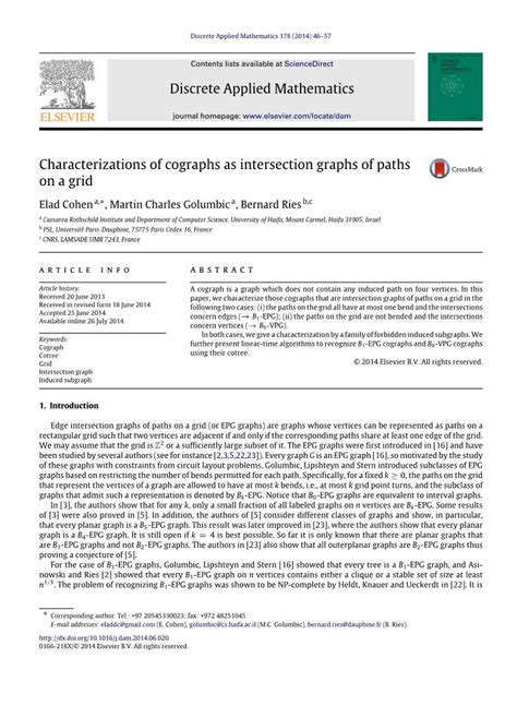 characterizations of cographs as intersection graphs of paths on a grid docslib