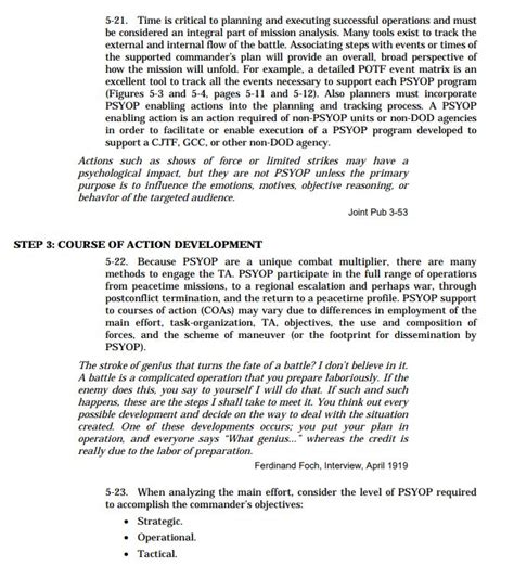 Department Of The Army Psychological Operations Chapter 5 Mission