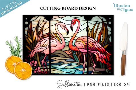Flamingos Stained Glass Cutting Board Design