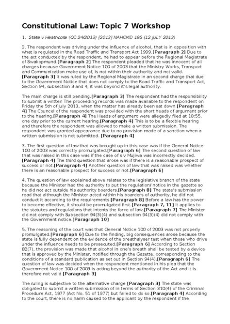 Constitutional Law Topic 7 Workshopto Constitutional Law Topic 7