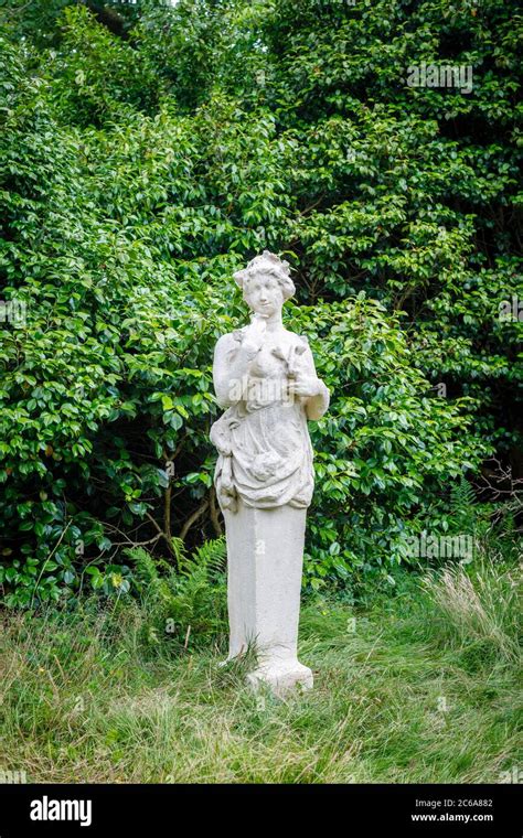 Classical Slightly Eroded Vintage Stone Statue Of A Female Nymph Or