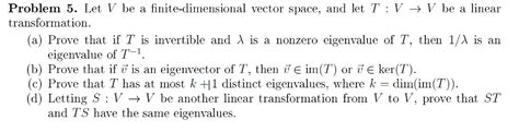 Solved Let V Be A Finite Dimensional Vector Space And Let