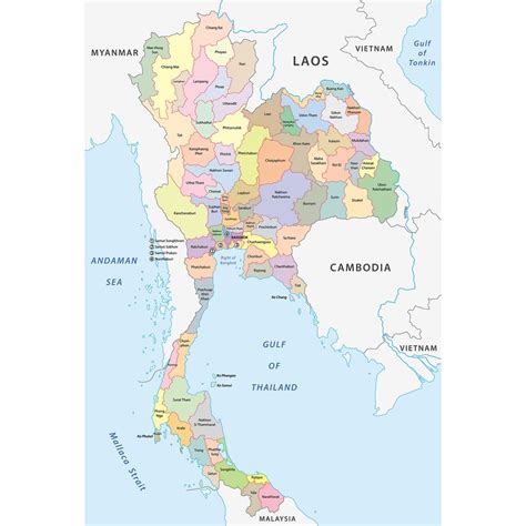 แผนที่ประเทศไทย ภาษาอังกฤษ แบ่ง 77 จังหวัด Shopee Thailand