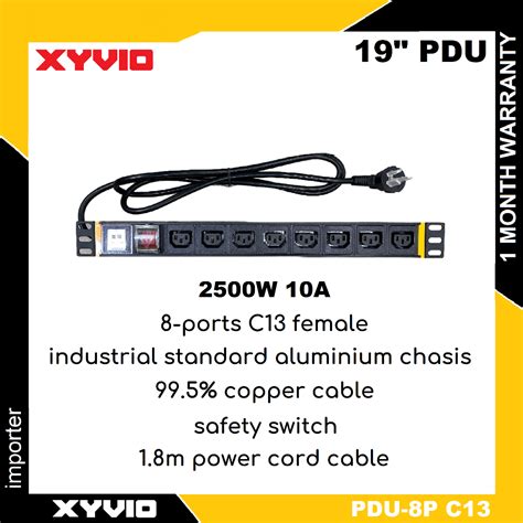 1u Pdu 10a 2500w Power Strip 2 25 Ways Iec C13 Output Socket 2m