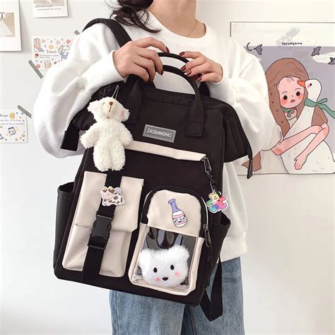 여성 배낭 프레피 스타일 십대 소녀 노트북 배낭 학생 어깨 가방 한국어 스타일 책가방 배낭 핸드백 Aliexpress