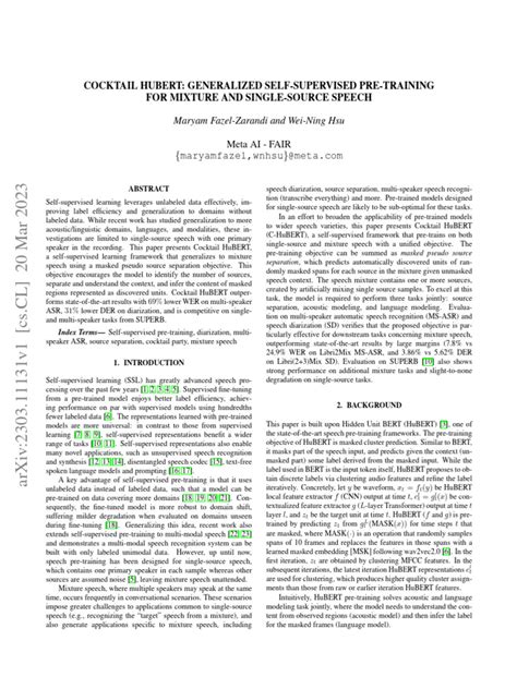 Cocktail Hubert Generalized Self Supervised Pre Training For Mixture And Single Source Speech