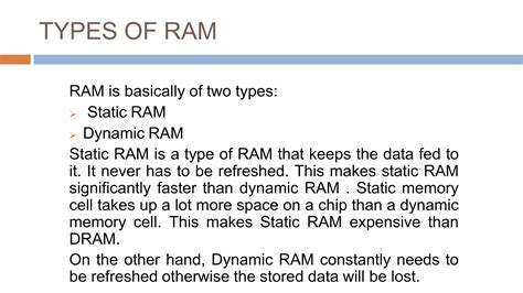 Topic 10 Random Access Memory Rampptx Data Storage And Warehousing Computing