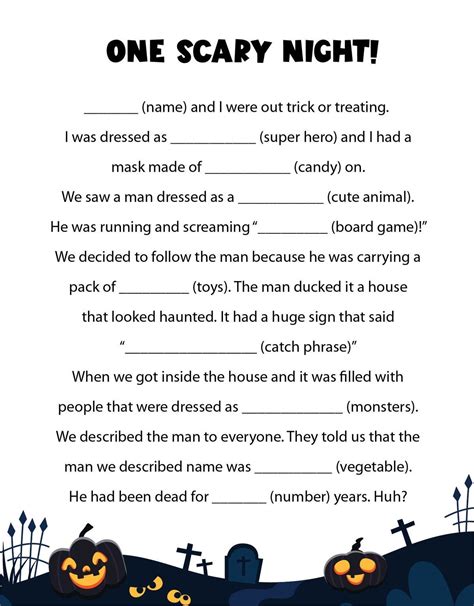 Pin By Sheryl Sutherland On Halloween Party Diy Halloween Mad Libs