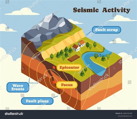 Seismic Activity Educational Infographic Diagram Earthquake Stock