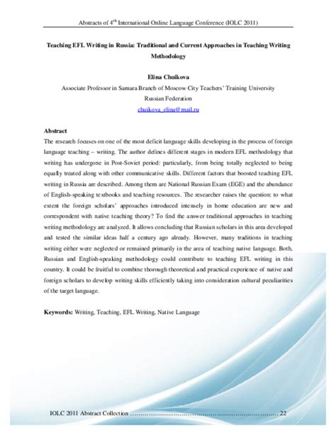 Pdf Teaching Efl Writing In Russia Traditional And Current Approaches In Teaching Writing