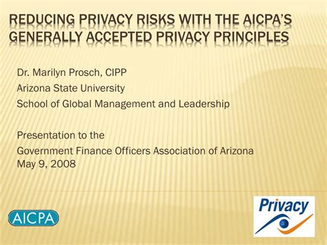 Ppt Reducing Privacy Risks With The Aicpas Generally Accepted Privacy Principles Powerpoint