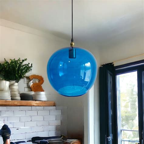 Blue Glass Pendant Light Etsy