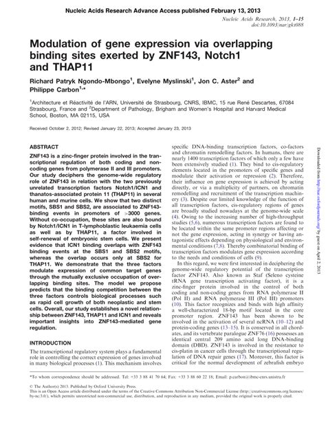 Pdf Modulation Of Gene Expression Via Overlapping Binding Sites