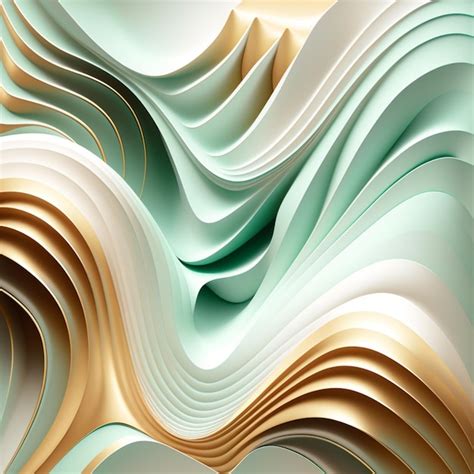 Premium AI Image | Abstract 3d rendering of a wavy pattern of green and gold generative ai