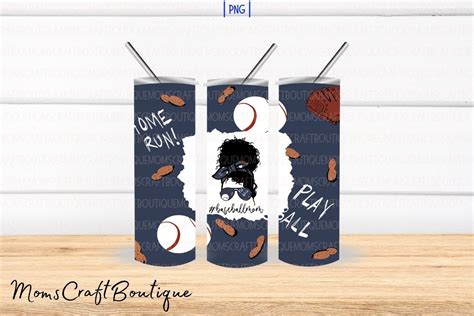 Baseball Mom Afro Messy Bun Sublimation Graphic By