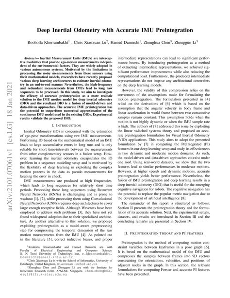 Deep Inertial Odometry With Accurate Imu Preintegration Deepai