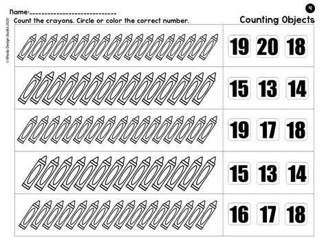 One To One Counting Objects Free Worksheets