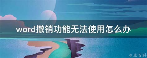 word撤销功能无法使用怎么办 业百科