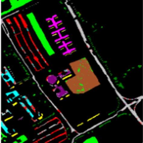 svm classification maps of the different methods with the pavia