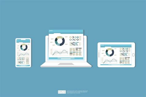Premium Vector Web Statistics Analytic Charts On Laptop Device Screen Flat Vector Infographic