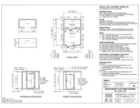 Walk In Cooler Dimensions Chart