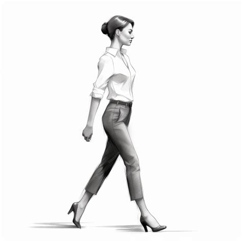 Premium Ai Image Elegant Ambient Occlusion Sketch Of A Woman Walking