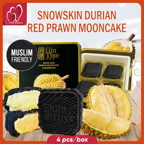 Gin Thye Snowskin Durian Red Prawn Mooncake Charcoal Black 冰皮月饼 红虾榴莲 竹炭黑 Shopee Singapore