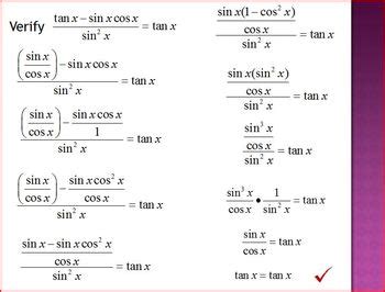 Verifying Trig Equations By Rita Rhinestone TPT