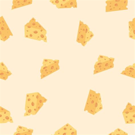 Premium Vector Cartoon Cheese Seamless Pattern Triangular Piece Of