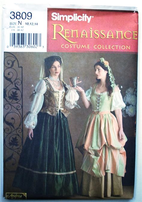 Simplicity 3809 Renaissance Costume Pattern Sizes 10 14