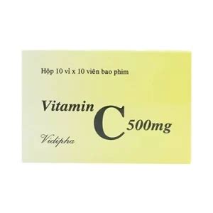 Thuốc Vitamin C 500mg Vidipha viên bao phim điều trị Methemoglobin huyết 10 vỉ x 10 viên