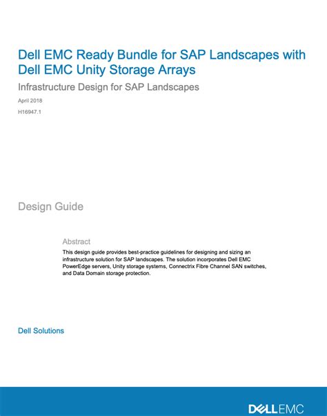 Dell Ready Bundle For Sap With Unity Storage Dell Technologies Info Hub