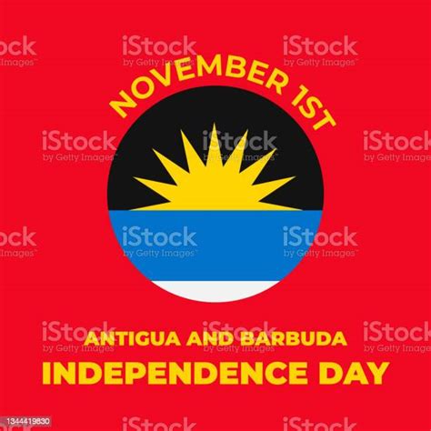 앤티가와 바부다 독립기념일 타이포그래피 포스터 공휴일은 11월 1일에 기념되었습니다 배너 인사말 카드 전단지 등을 위한 벡터 템플릿 11월에 대한 스톡 벡터 아트 및 기타