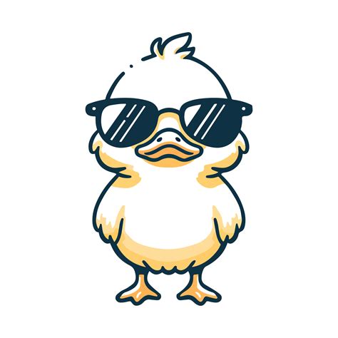Cute Duck Wearing Sunglasses Cartoon Icon Character 45955074 Png