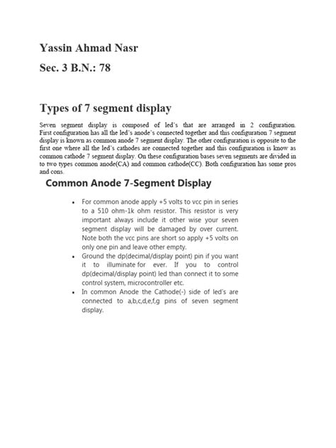 7 Segment Pdf Anode Resistor