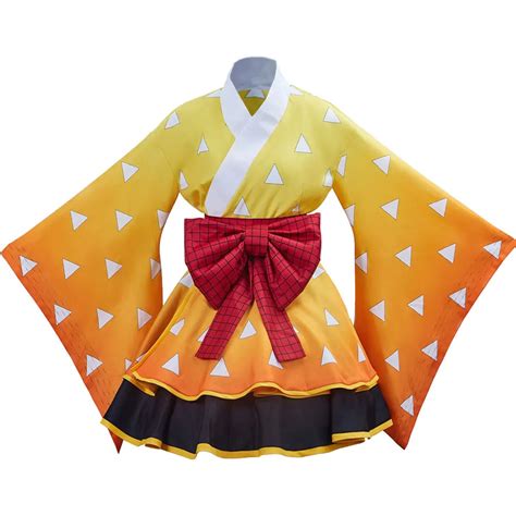 Cosplay Feminino Zenitsu Agatsuma Demon Slayer Cubo Nerd O