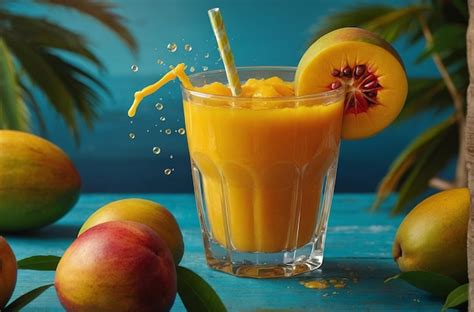 Premium Photo Sip Of Joy Mango Juice Paradise